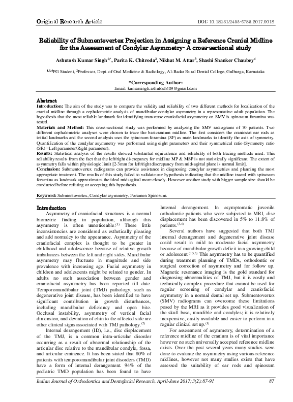 (PDF) Reliability of Submentovertex Projection in Assigning a Reference ...