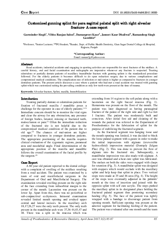 (PDF) Customized gunning splint for para sagittal palatal split with ...