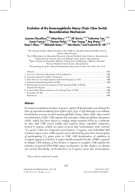 (PDF) Evolution of the Immunoglobulin Heavy Chain Class Switch ...