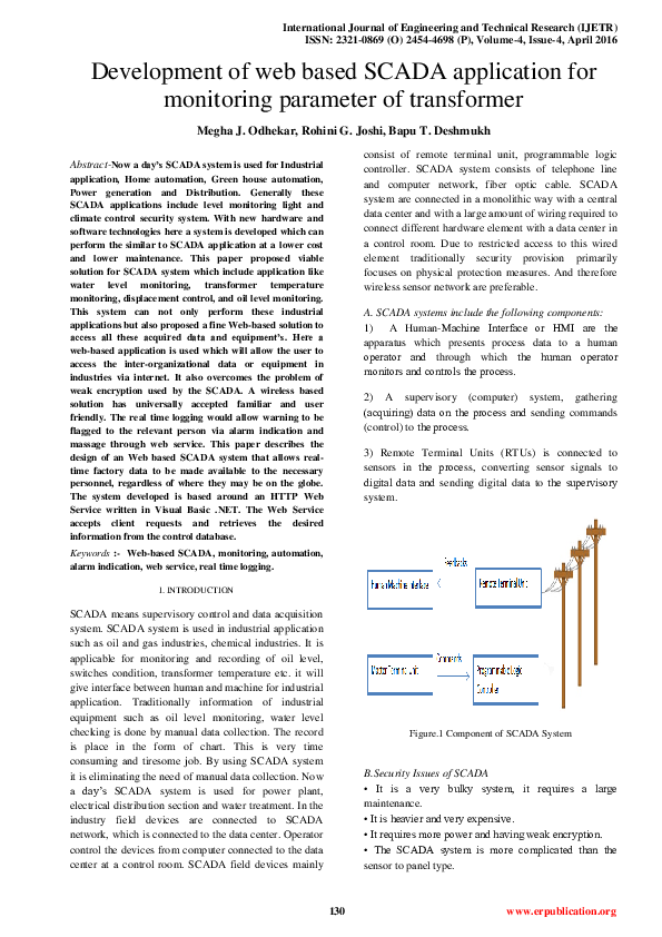 Pdf Development Of Web Based Scada Application For Monitoring