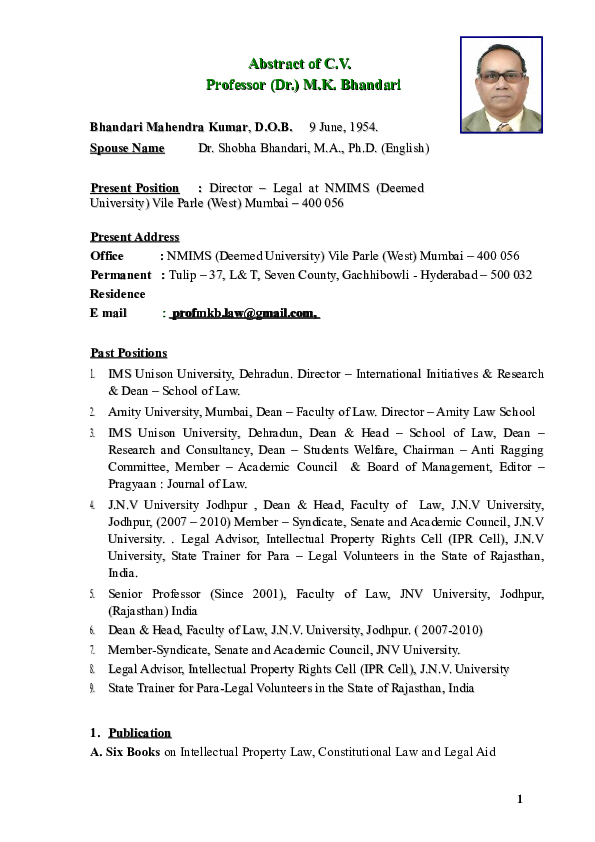 (DOC) ABSTRACT OF CV