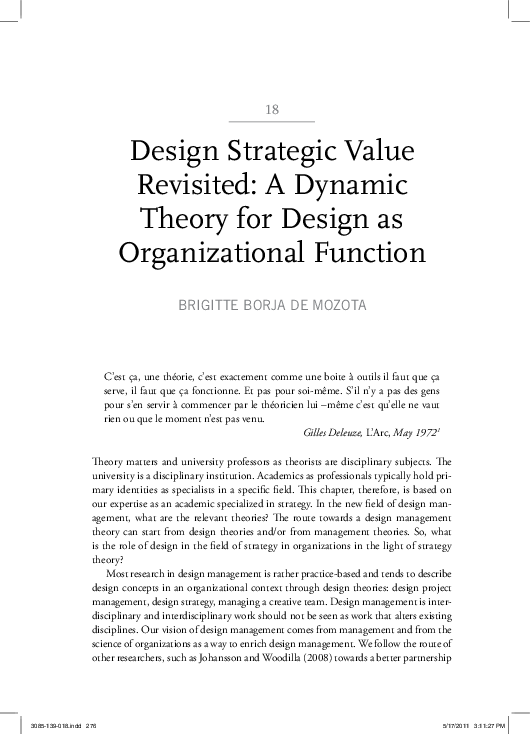 (PDF) Design Strategic Value Revisited: A Dynamic Theory for Design as ...