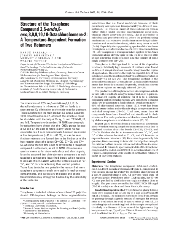 (PDF) Structure of the Toxaphene Compound 2,5- endo ,6- exo ,8,9,9,10 ...