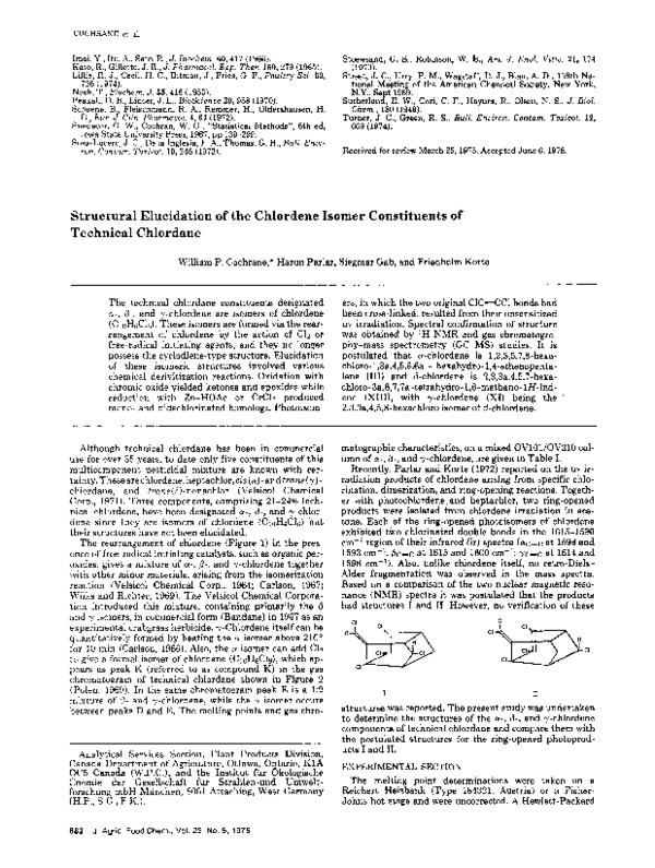 (PDF) Structural elucidation of the chlordene isomer constituents of ...