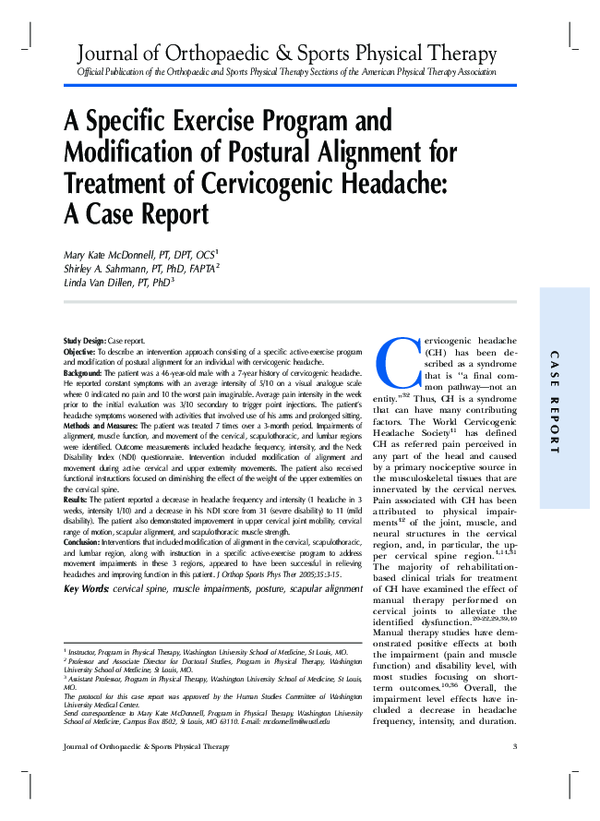(PDF) A Specific Exercise Program and Modification of Postural Alignment for Treatment of ...