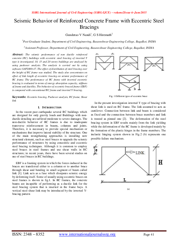 (PDF) Seismic Behavior of Reinforced Concrete Frame with Eccentric ...