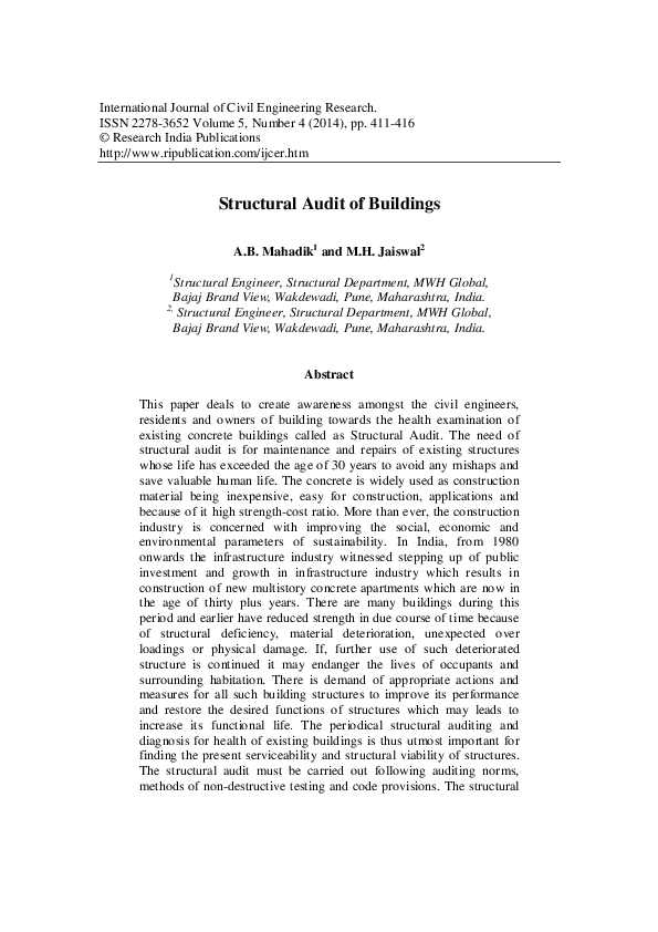 (PDF) Structural Audit of Buildings
