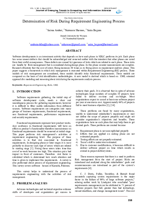 PDF Determination Of Risk During Requirement Engineering Process pdf-determination-of-risk-during-requirement-engineering-process