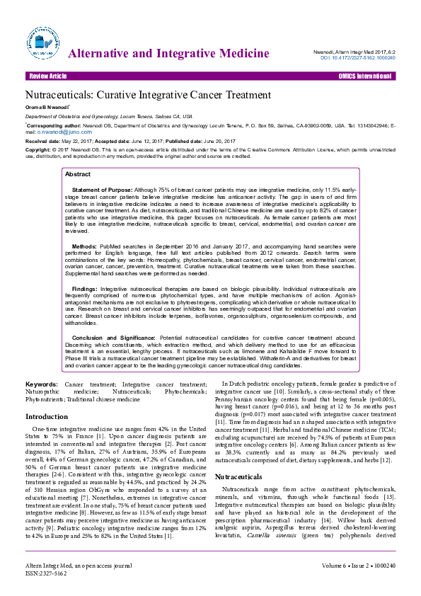 (PDF) Nutraceuticals: Curative Integrative Cancer Treatment