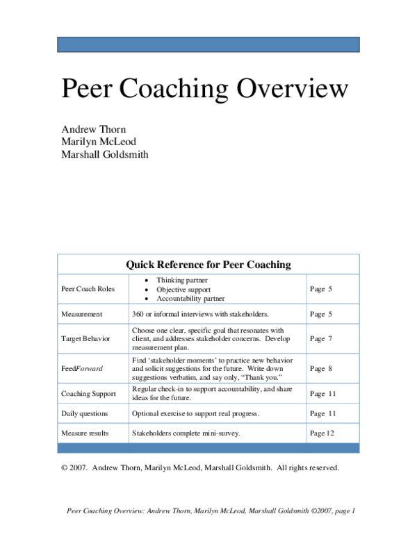 (PDF) Peer coaching overview