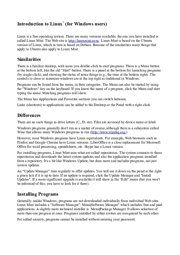 (PDF) Introduction to Linux * (for Windows users