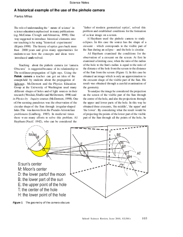 (PDF) A historical example of the use of the pinhole camera