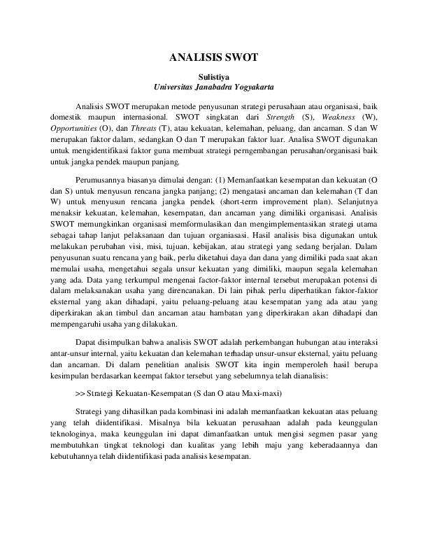 (PDF) Analisis SWOT