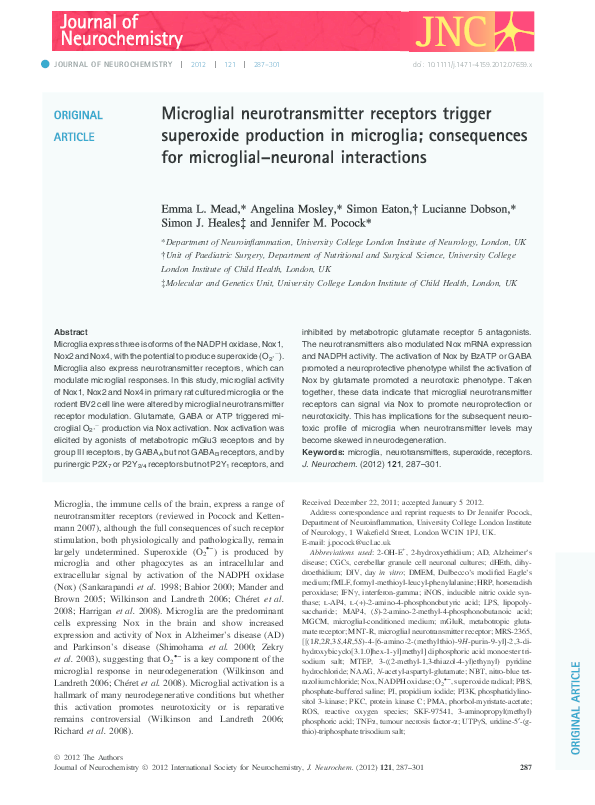(PDF) Microglial neurotransmitter receptors trigger superoxide production in microglia ...