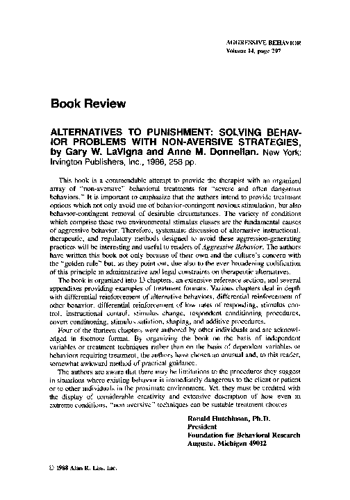(PDF) Alternatives to punishment: Solving behavior problems with non ...