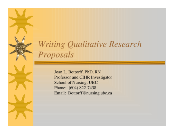 (PDF) Writing Qualitative Research Proposals