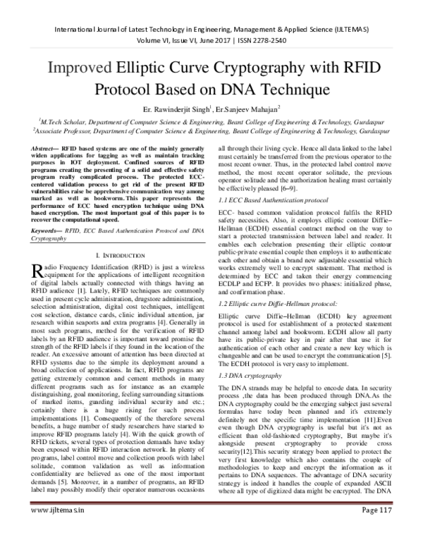 Pdf Improved Elliptic Curve Cryptography With Rfid Protocol Based On
