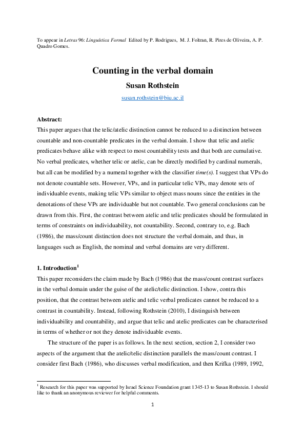 (PDF) Counting in the verbal domain
