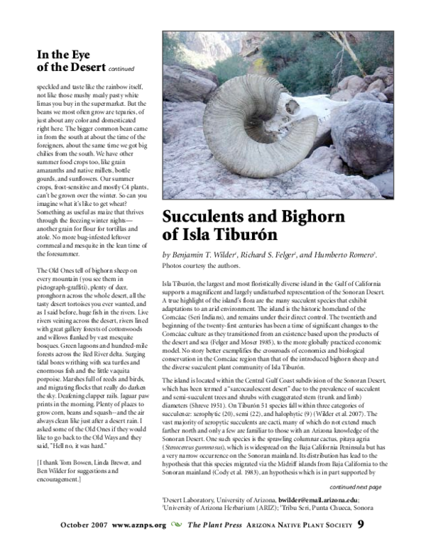 (PDF) Succulents and Bighorn of Isla Tiburón | Benjamin Wilder ...