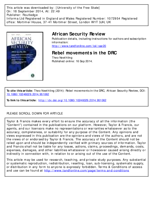 (PDF) African Security Review Rebel movements in the DRC