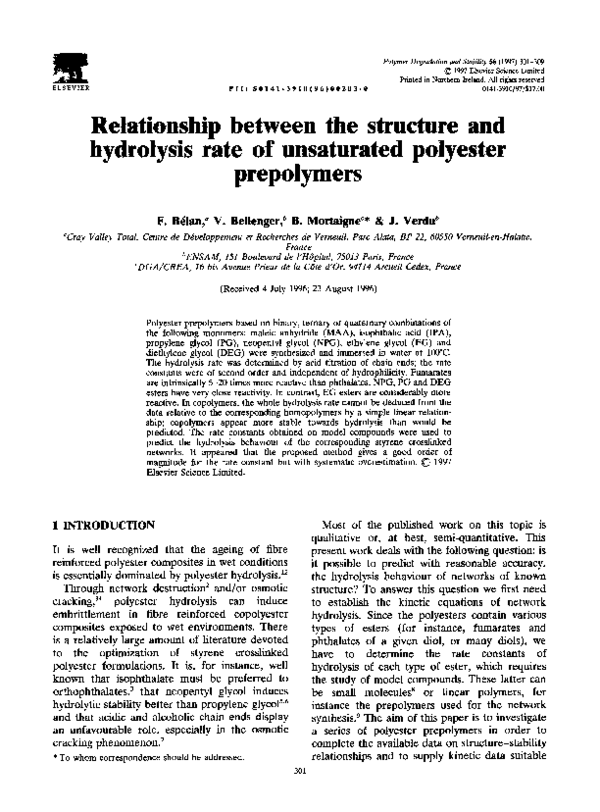 (PDF) Relationship between the structure and hydrolysis rate of ...