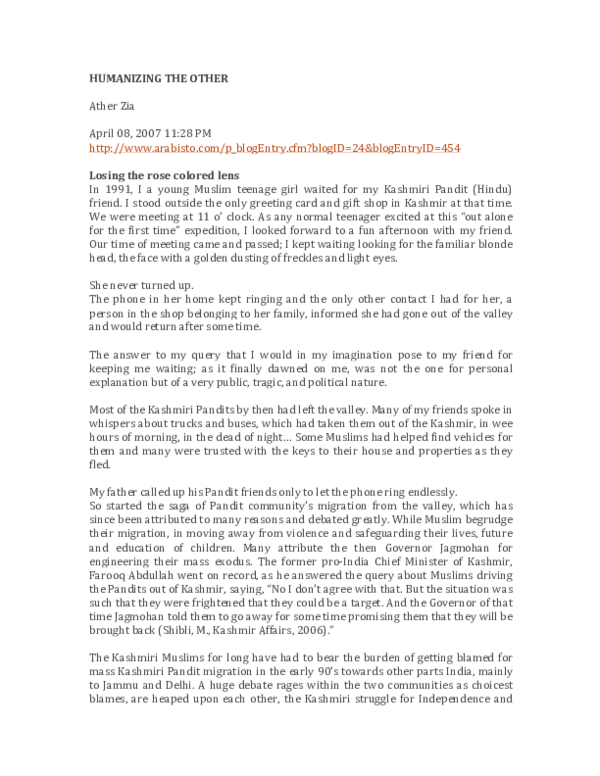 (PDF) HUMANIZING THE OTHER