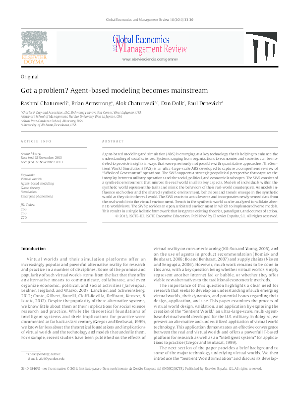 (PDF) Got a problem? Agent-based modeling becomes mainstream