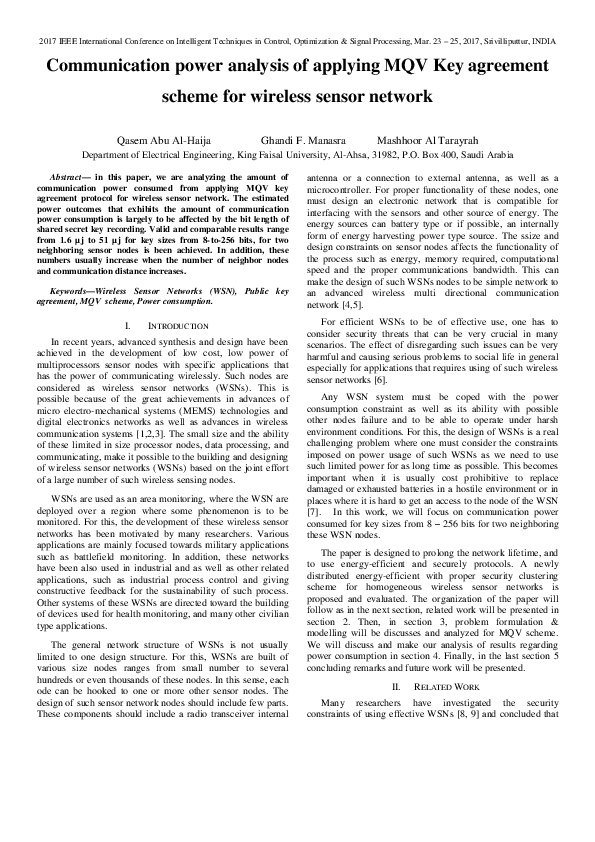 (PDF) Communication power analysis of applying MQV Key agreement scheme ...