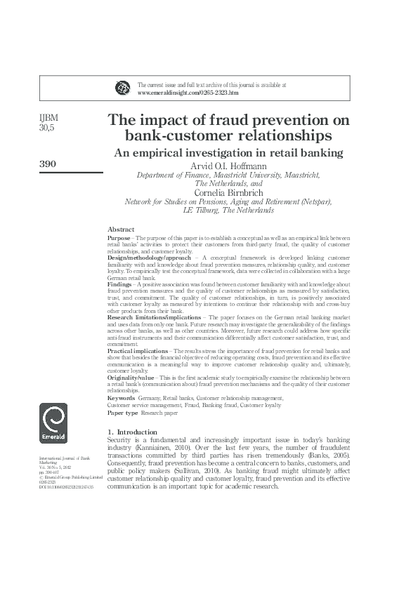 (PDF) The impact of fraud prevention on bank-customer relationships An ...