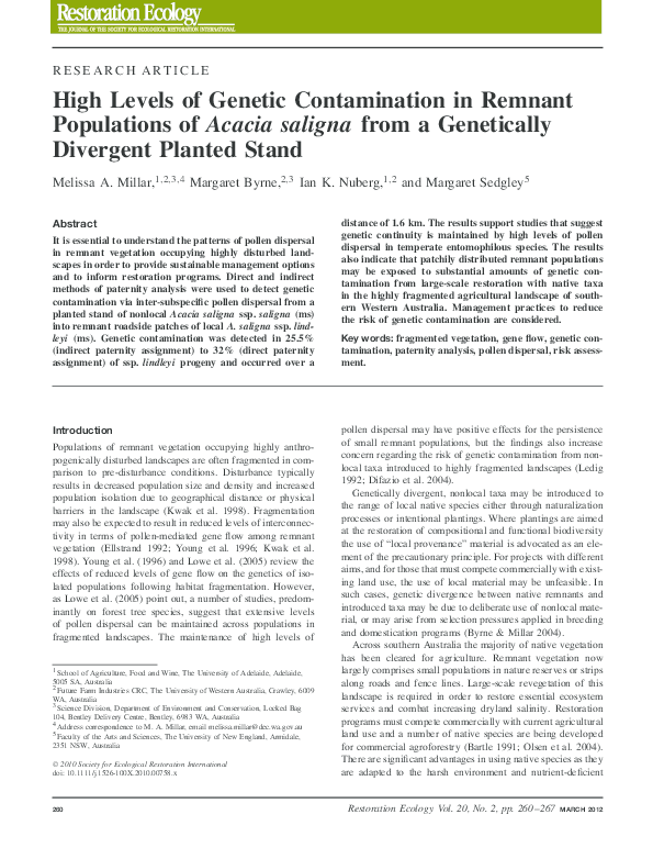 (PDF) High Levels of Genetic Contamination in Remnant Populations of ...