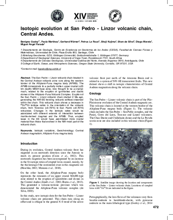 (PDF) Isotopic evolution at San Pedro -Linzor volcanic chain, Central Andes