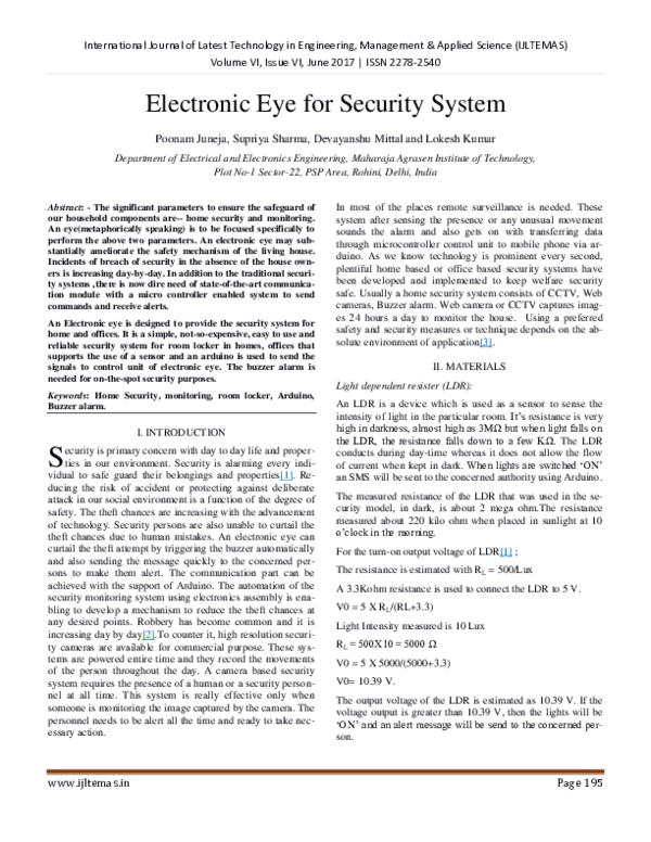 (PDF) Electronic Eye for Security System