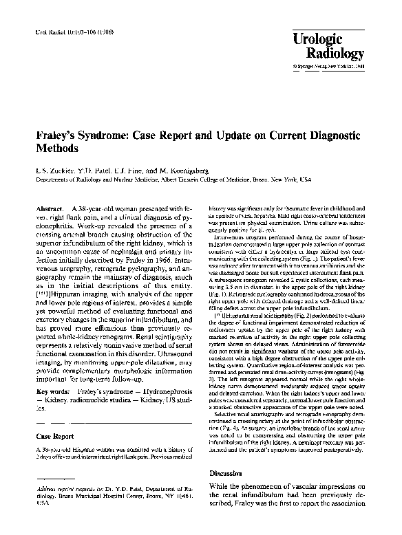 (PDF) Fraley's syndrome: case report and update on current diagnostic ...