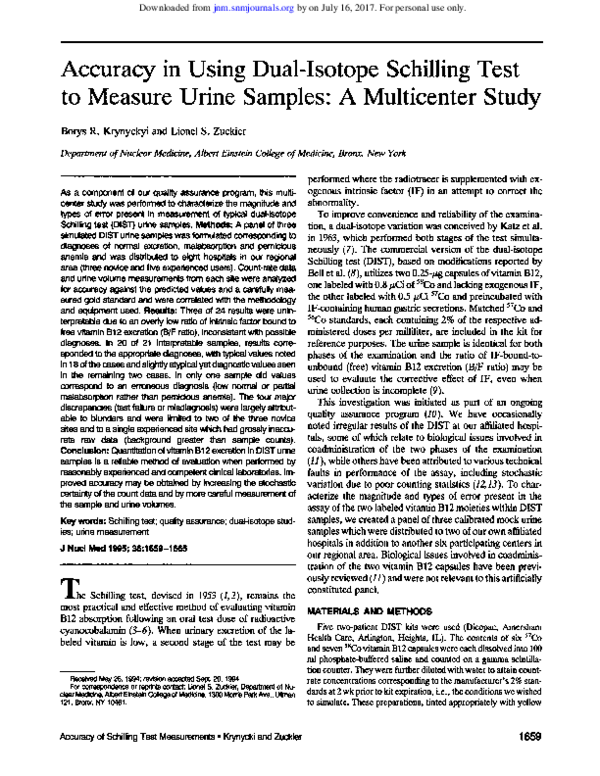 (PDF) Accuracy in Using Dual-Isotope Schilling Test to Measure Urine ...