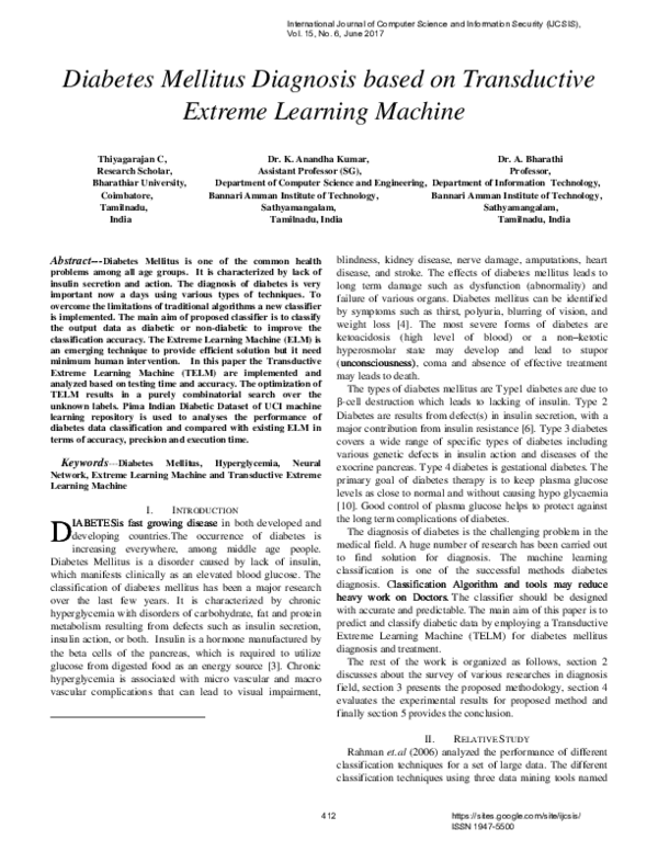 (PDF) Diabetes Mellitus Diagnosis based on Transductive Extreme ...