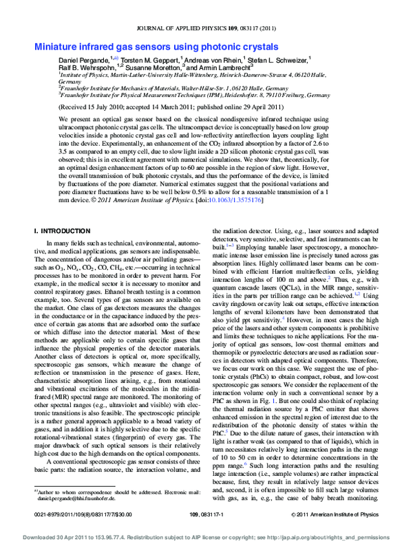 (PDF) Miniature infrared gas sensors using photonic crystals