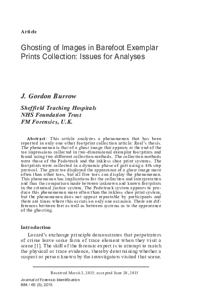 (PDF) Ghosting of Images in Barefoot Exemplar Prints Collection: Issues ...