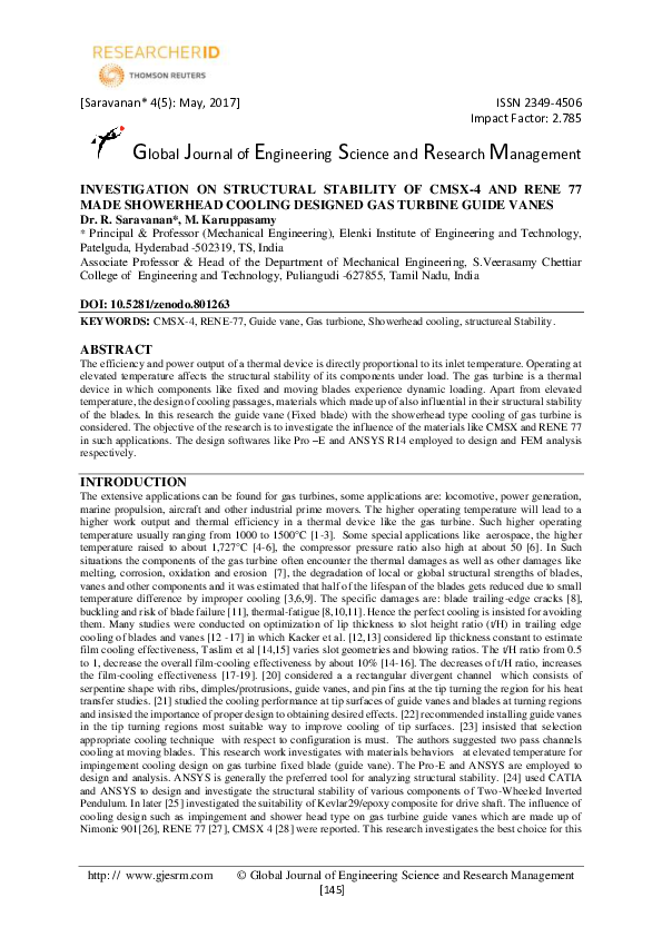 (PDF) INVESTIGATION ON STRUCTURAL STABILITY OF CMSX-4 AND RENE 77 MADE ...