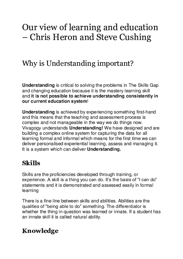 (DOC) Our view of learning and education – Chris Heron and Steve Cushing