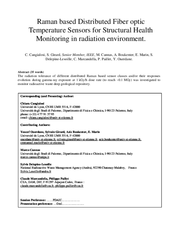 (PDF) Raman based Distributed Fiber optic Temperature Sensors for Structural Health Monitoring ...