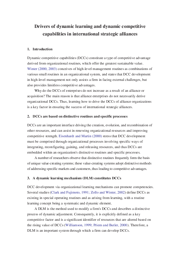 (DOC) Drivers of dynamic learning and dynamic competitive capabilities ...