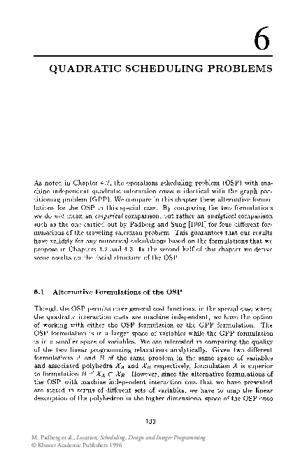 (PDF) Quadratic Scheduling Problems