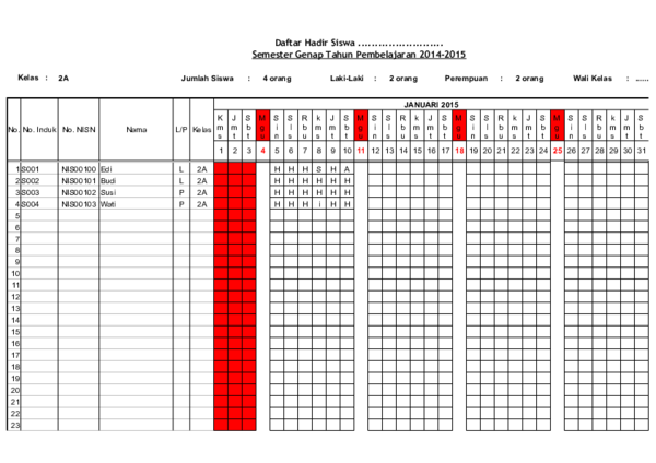 (XLS) ABSENSI SISWA REKAP OTOMATIS
