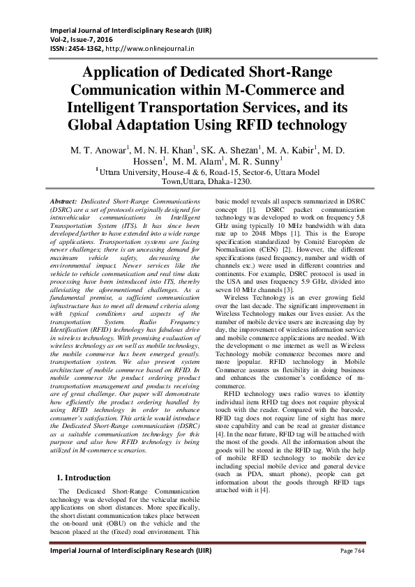 (PDF) Application of Dedicated Short-Range Communication within M ...