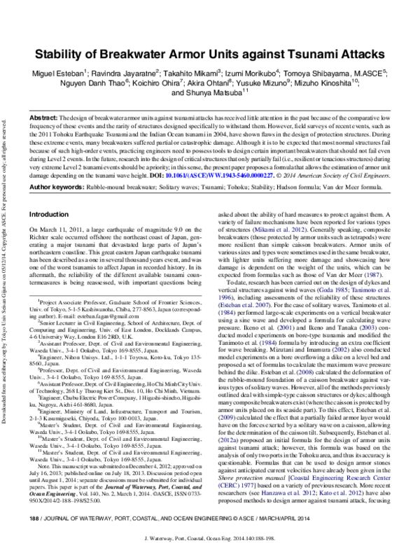 (PDF) 2014 Esteban et al stability armour units agains tsunami.pdf
