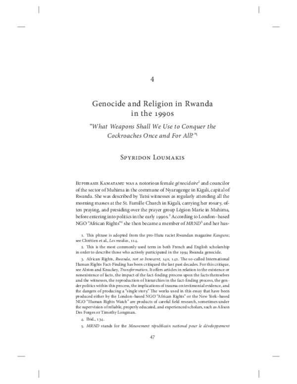 (PDF) Genocide and Religion in Rwanda in the 1990s: "What Weapons Shall ...