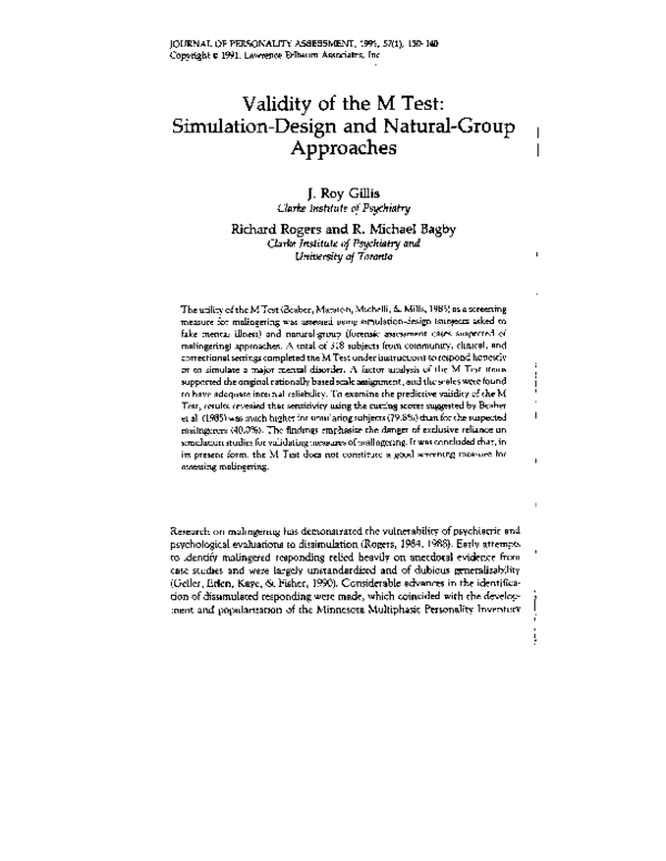 (PDF) Validity of the M test : Simulation-Design and Natural Group ...
