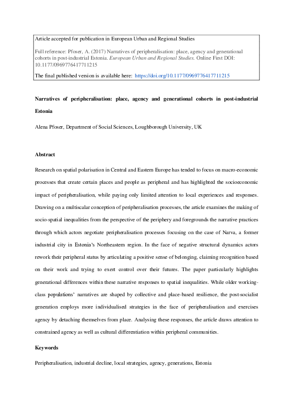 (DOC) Narratives of peripheralisation: Place, agency and generational ...