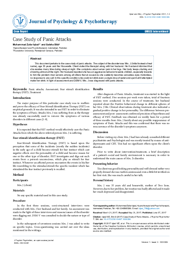 (PDF) Case Study of Panic Attacks
