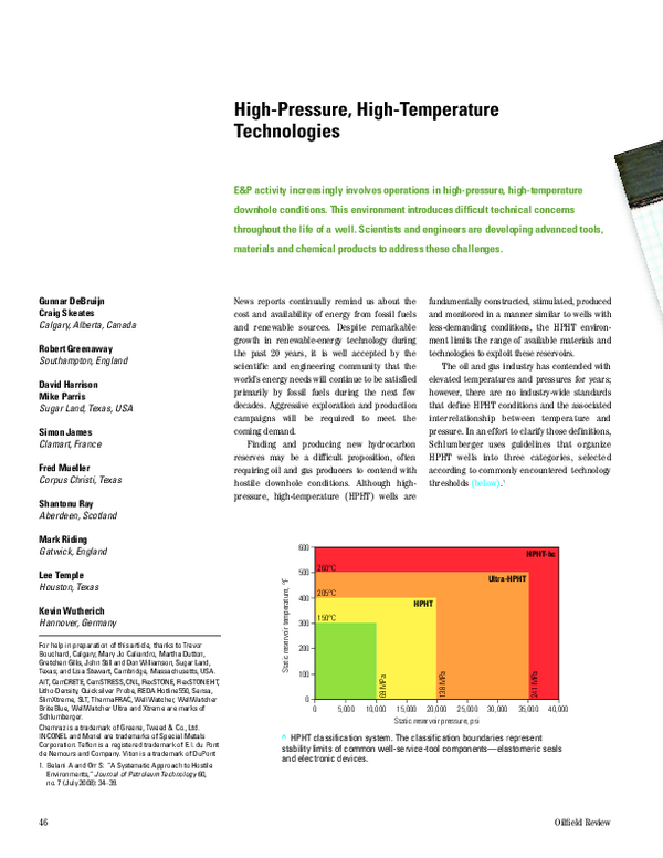 (PDF) High-Pressure, High-Temperature Technologies (PDF) High-Pressure, High-Temperature Technologies